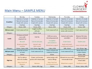 Sample Menus | Clowns Nursery